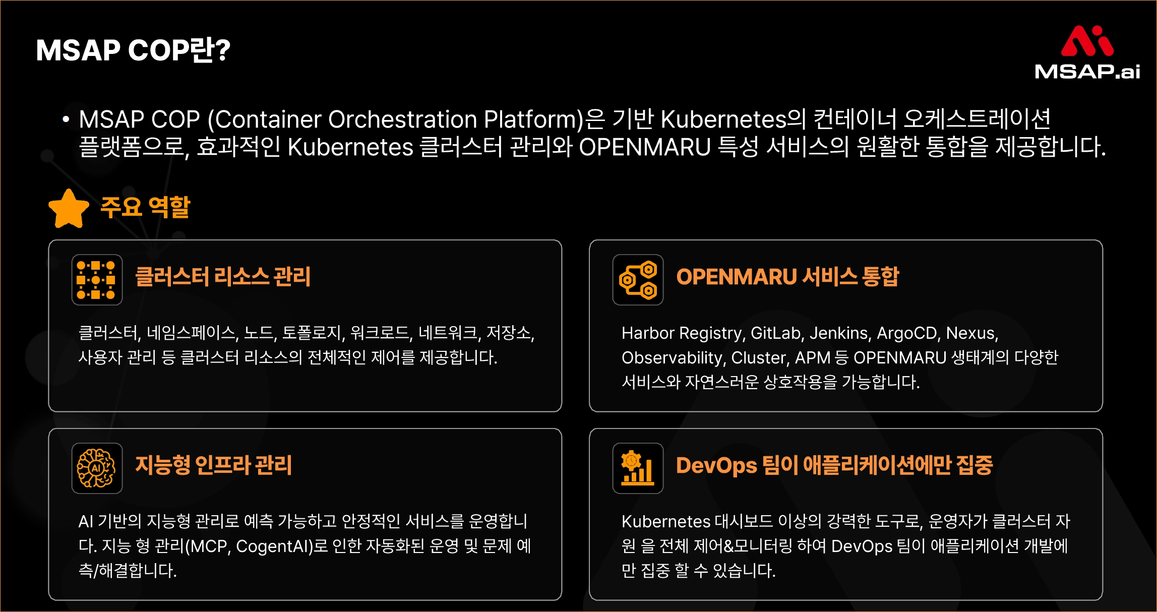 [자료 다운로드] MSAP COP: 클라우드 네이티브 시대의 디지털 혁신을 위한 필수 플랫폼 안내서 및 발표자료 - MSAP